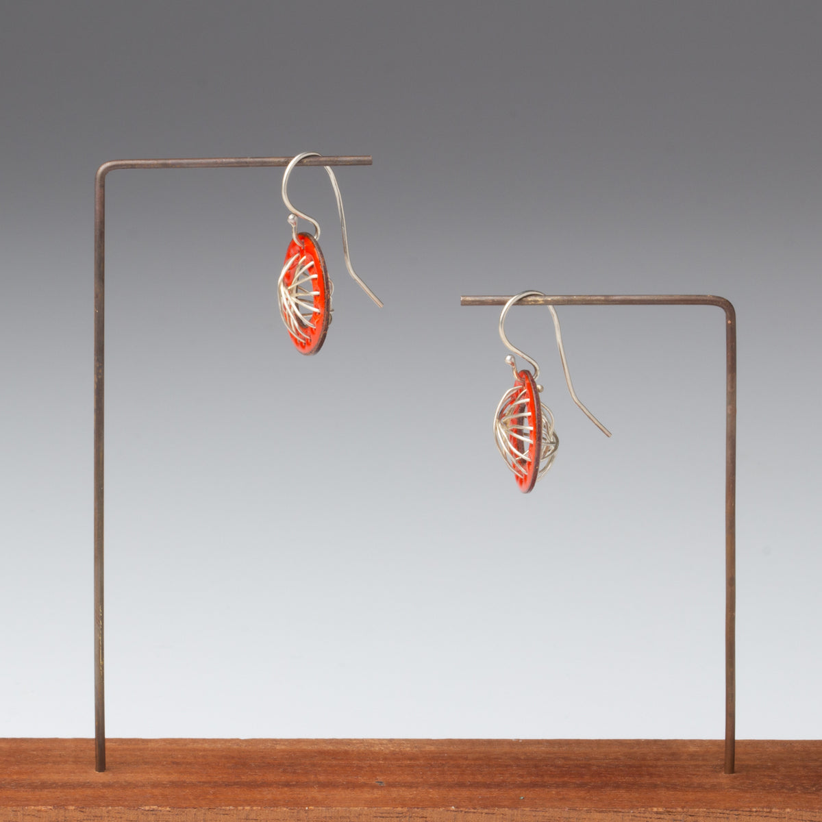 Red Enamel and Silver Dome Earrings – Danaca Design Gallery